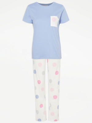 Light Blue Spot Pyjamas Gift Set | Women | George at ASDA