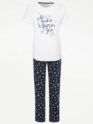 White Vitamin Sea Pyjamas Gift Set | Women | George at ASDA