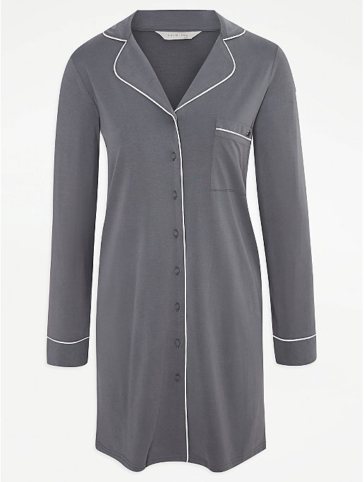 Grey Button Front Modal Nightdress | Women | George at ASDA Grey Button Front Modal Nightdress | Women | George at ASDA