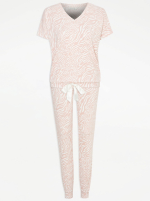 Pink Brushed Snit Zebra Print Pyjamas | Women | George at ASDA