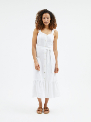 White Button Up Linen Blend Sundress | Women | George at ASDA