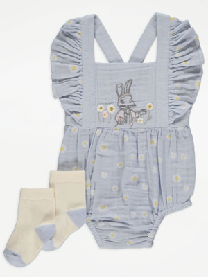 Peter Rabbit Lily Bobtail Romper and Socks Outfit | Baby | George at ASDA