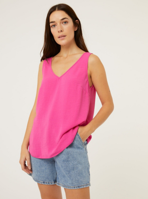 Bright Pink Built Up V-Neck Cami Top | Women | George at ASDA