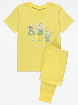Yellow Robot Print Short Sleeve Pyjamas | Kids | George at ASDA