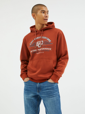 Rust East Coast Customs Slogan Hoodie | Men | George at ASDA