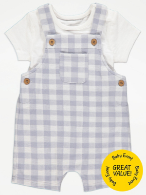 Blue Gingham Romper and Bodysuit Outfit | Sale & Offers | George at ASDA