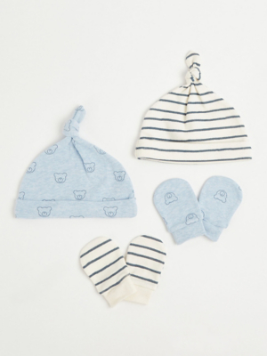 Blue Bear Hat and Mittens Set 2 Pack | Baby | George at ASDA