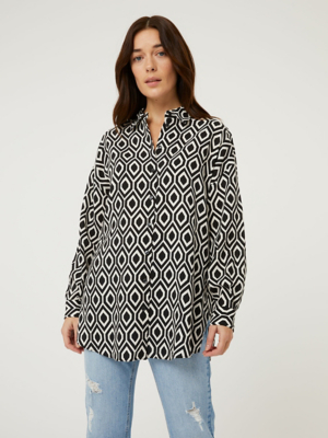 Black Patterned Long Sleeve Shirt | Women | George at ASDA