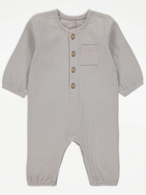 Grey Cheesecloth Pocket All In One | Baby | George at ASDA