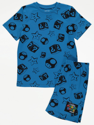 Super Mario Blue Graphic Short Pyjamas | Kids | George at ASDA