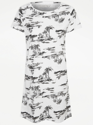 White Palm Tree Print Night Dress | Lingerie | George at ASDA