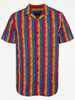Pride Rainbow Striped Short Sleeve Shirt | Men | George at ASDA