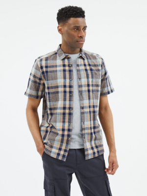 Brown Checked Short Sleeve Shirt | Men | George at ASDA