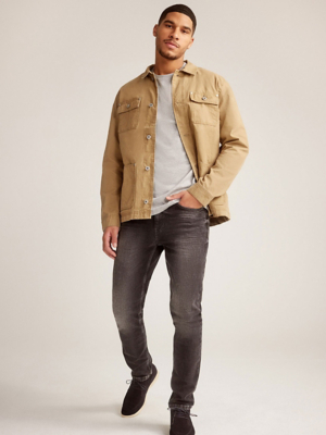 Khaki Button Front Cotton Shacket | Men | George at ASDA