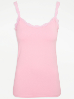 Pink Lace Trim Pyjama Vest Top | Women | George at ASDA