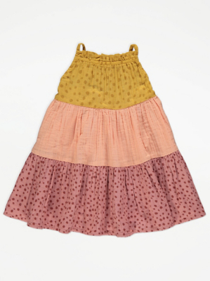 Orange Tiered Patch Spot Sunset Dress | Kids | George at ASDA