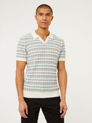 Neutral Patterned Knitted Polo Top | Men | George at ASDA