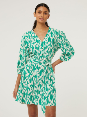 Green Patterned Belted Shirt Dress | Women | George at ASDA