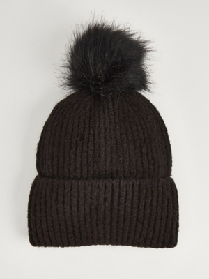 Black Pom Pom Beanie Hat | Women | George at ASDA