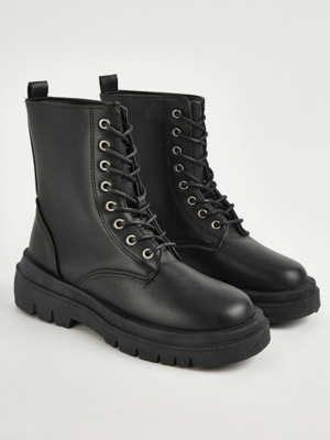 Black Chunky Lace Up Boots | Women | George at ASDA