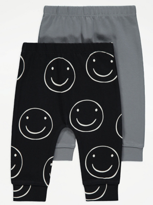Unisex Smiley Face and Plain Leggings 2 Pack | Baby | George at ASDA