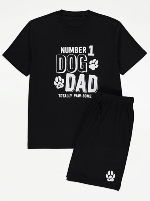 Black Number 1 Dog Dad Slogan Short Pyjamas | Men | George at ASDA