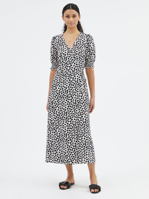 White Patterned Wrap Midi Dress | Women | George at ASDA
