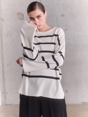 EXCLUSIVE White Striped Compact Knit Jumper | Women | George at ASDA