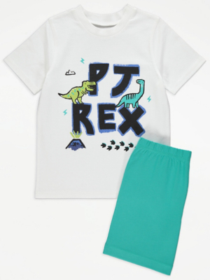 White PJ Rex Dinosaur Short Pyjamas | Kids | George at ASDA