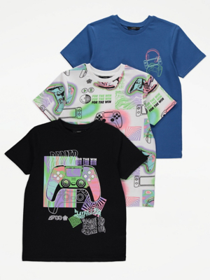 Neon Gamer T-Shirts 3 Pack | Kids | George at ASDA
