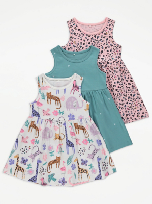 Bright Floral Jungle Animal Dresses 3 Pack | Kids | George at ASDA
