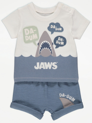 Jaws Shark Slogan T-Shirt and Textured Shorts Outfit | Baby | George at ...