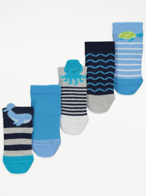 Blue Ocean Cotton Rich Socks 5 Pack | Baby | George at ASDA