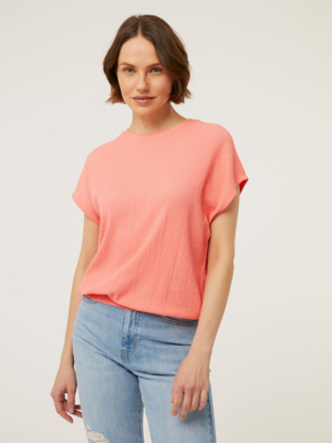 Coral Crepe Bubble Hem Top | Women | George at ASDA