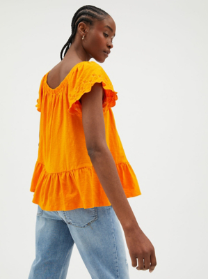Orange Bardot Embroidered Peplum Top | Women | George at ASDA