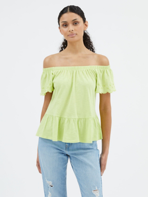 Lime Bardot Embroidered Peplum Top | Women | George at ASDA