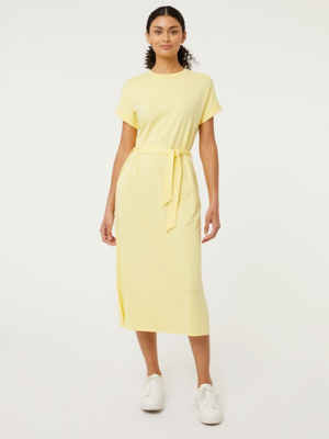 Yellow Short Sleeve Jersey Midi Dress | Women | George at ASDA