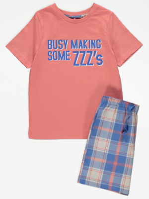 Matching Boys Busy Making Some Zzzs Checked Short Pyjamas | Kids ...