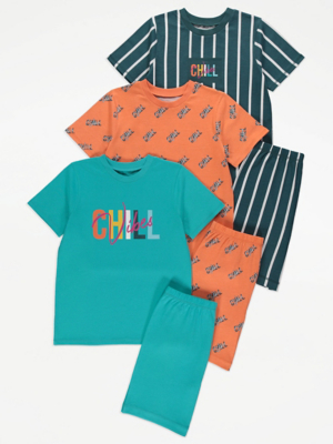 Chill Vibes Short Pyjamas 3 Pack | Kids | George at ASDA