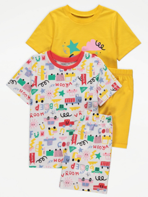 Bright Vehicle Shape Print Short Pyjamas 2 Pack | Kids | George at ASDA