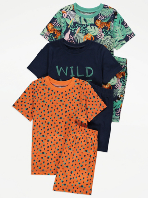 Bright Tropical Animal Print Short Pyjamas 3 Pack | Kids | George at ASDA