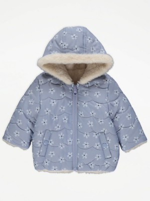 Light Blue Floral Reversible Coat | Baby | George at ASDA