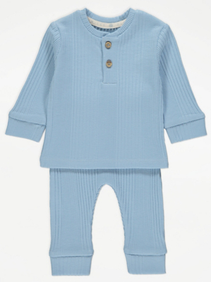 Light Blue Ribbed Top and Trousers Outfit | Baby | George at ASDA