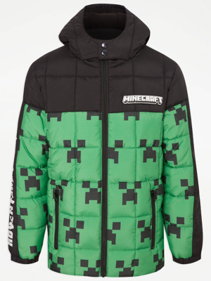 Minecraft Green Fleece Lined Padded Coat | Kids | George at ASDA