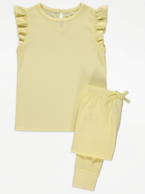 Yellow Embroidered Spot Frill Pyjamas | Kids | George at ASDA