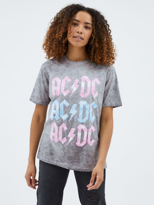 ACDC Grey Acid Wash Band T-Shirt | Women | George at ASDA
