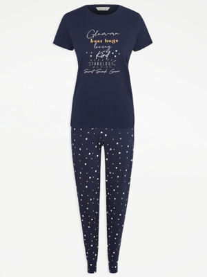 Navy Glam-Ma Slogan Print Short Sleeve Pyjamas | Women | George at ASDA