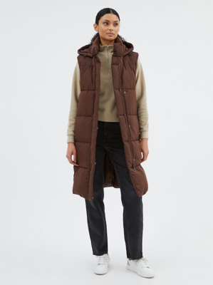 Chocolate Longline Padded Gilet | Women | George at ASDA