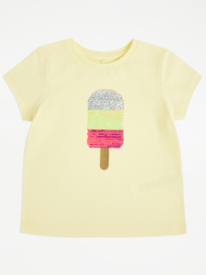 Yellow Ice Lolly Flip Sequin T-Shirt | Kids | George at ASDA