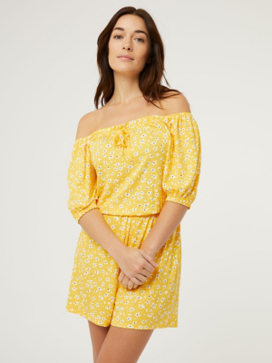 Yellow Floral Print Jersey Playsuit | Women | George at ASDA
